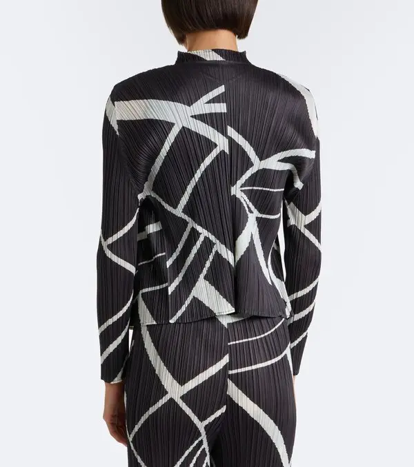 Issey Miyake Fold Line Pleated Printed Cardigan