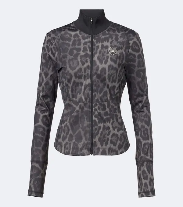Adidas By Stella McCartney Leopard-print Technical Jacket - Grey