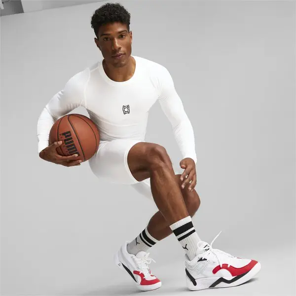 PUMA Hoops Baselayer Long Sleeve Basketball T-shirt - White