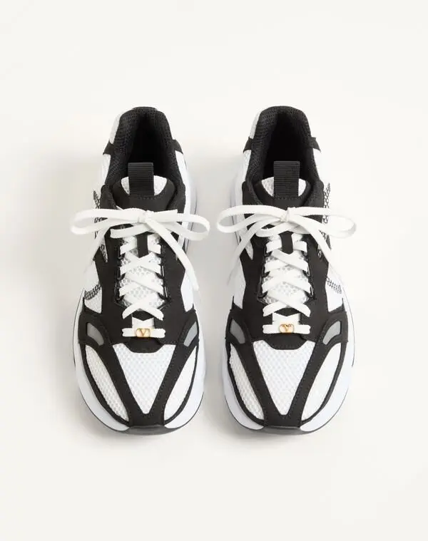 Valentino Garavani Demivee Trainer In Mesh Fabric With Suede Inserts