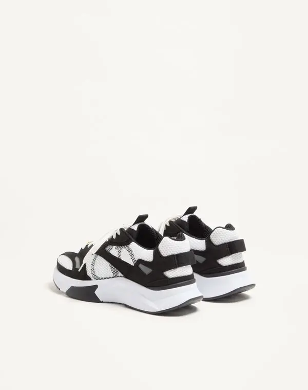 Valentino Garavani Demivee Trainer In Mesh Fabric With Suede Inserts
