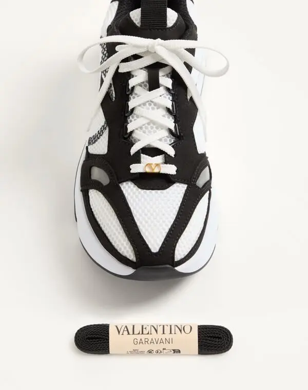 Valentino Garavani Demivee Trainer In Mesh Fabric With Suede Inserts