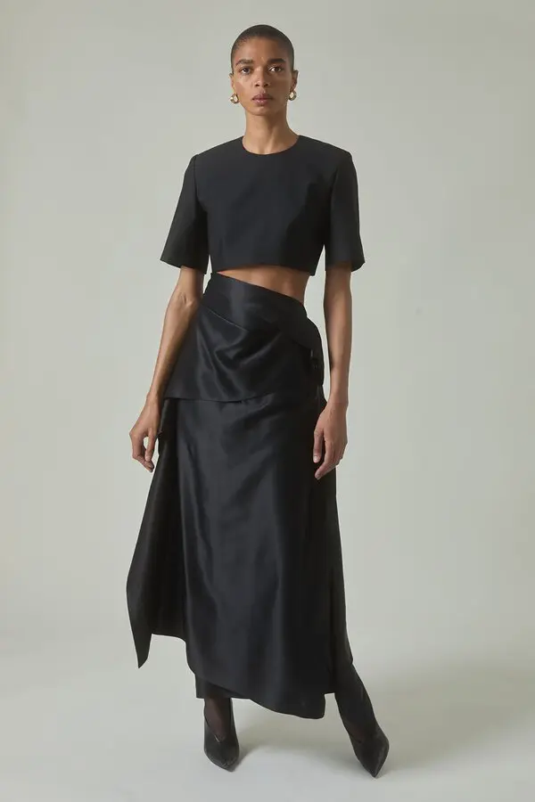 HEIRLOME Rosario Skirt In Satin - Black