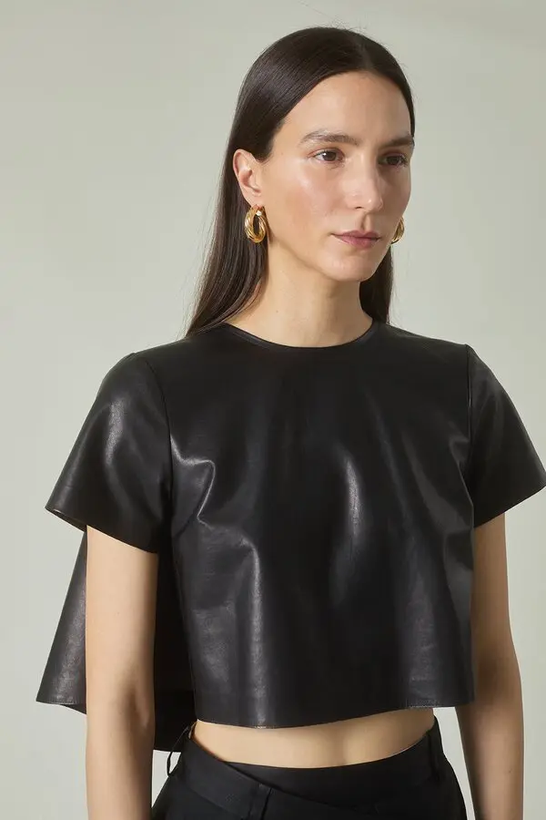 HEIRLOME Mariel Top In Leather - Black