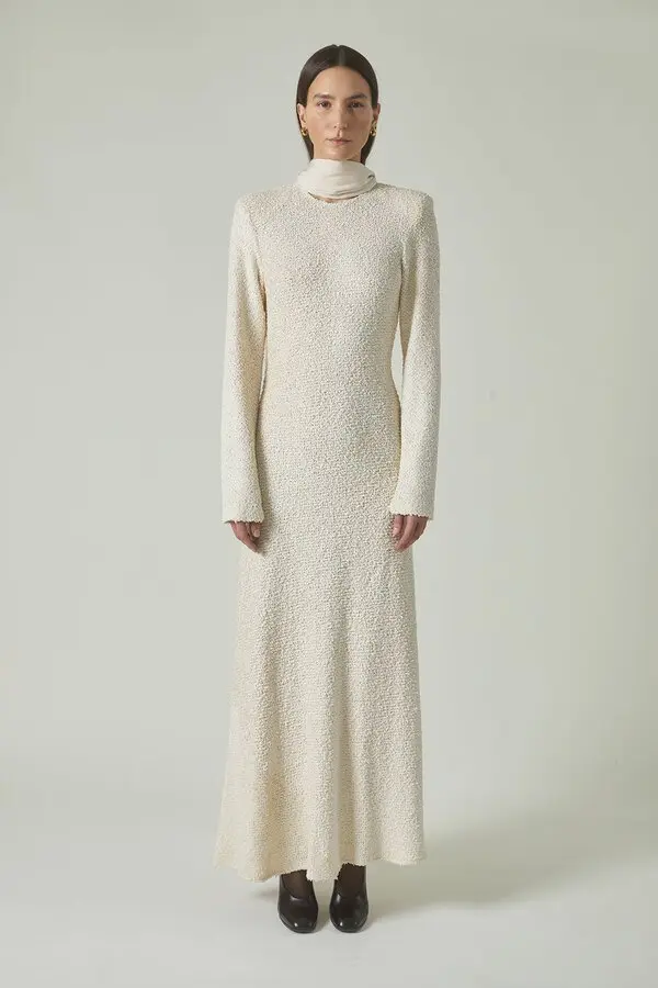 HEIRLOME Mercedes Dress In Boucl - Cream