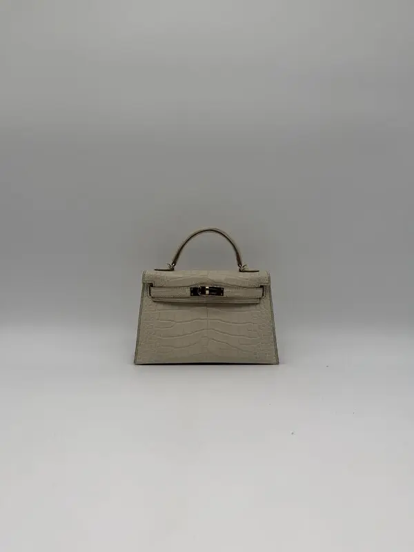 Hermès Mini Kelly Beton Matte Croc Permabrass Hardware