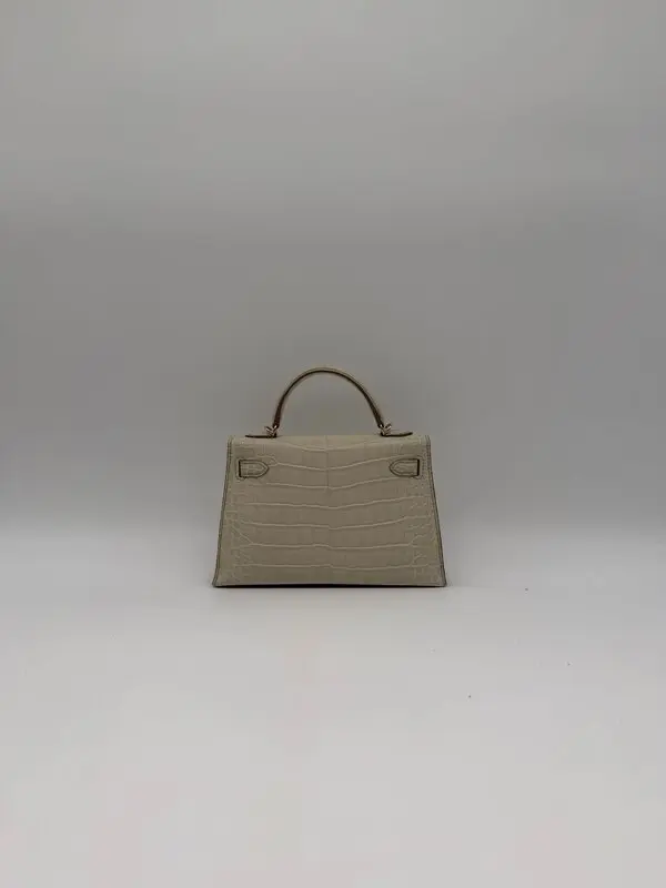 Hermès Mini Kelly Beton Matte Croc Permabrass Hardware