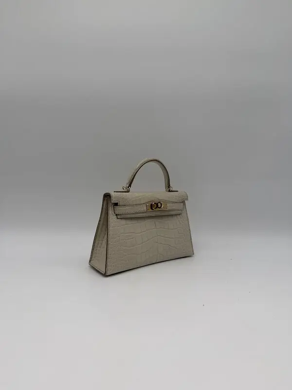 Hermès Mini Kelly Beton Matte Croc Permabrass Hardware