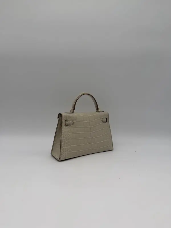 Hermès Mini Kelly Beton Matte Croc Permabrass Hardware