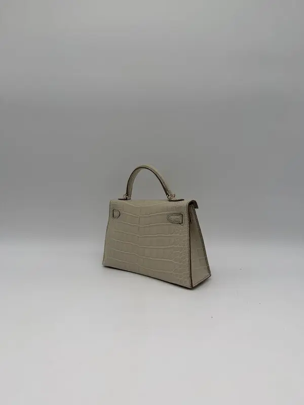 Hermès Mini Kelly Beton Matte Croc Permabrass Hardware