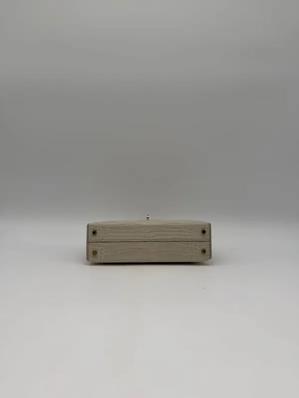 Hermès Mini Kelly Beton Matte Croc Permabrass Hardware