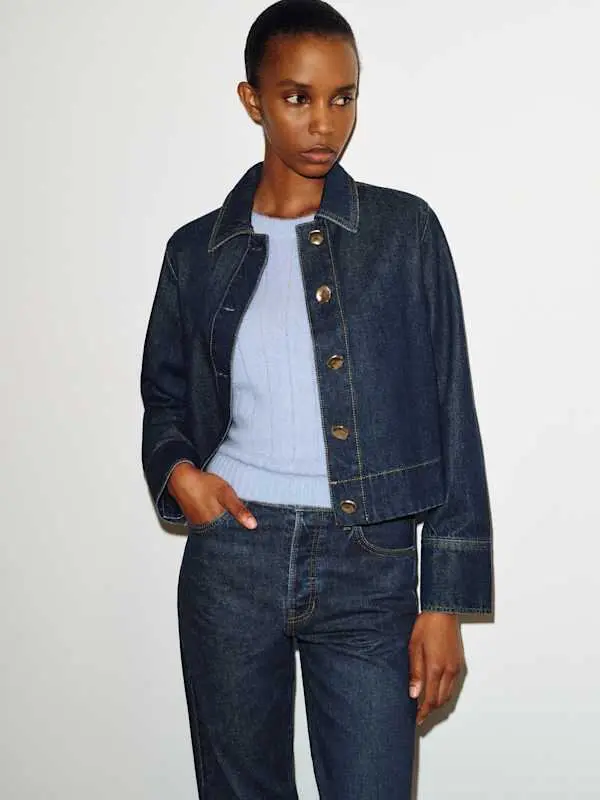 REFORMATION Mazy Cropped Denim Jacket