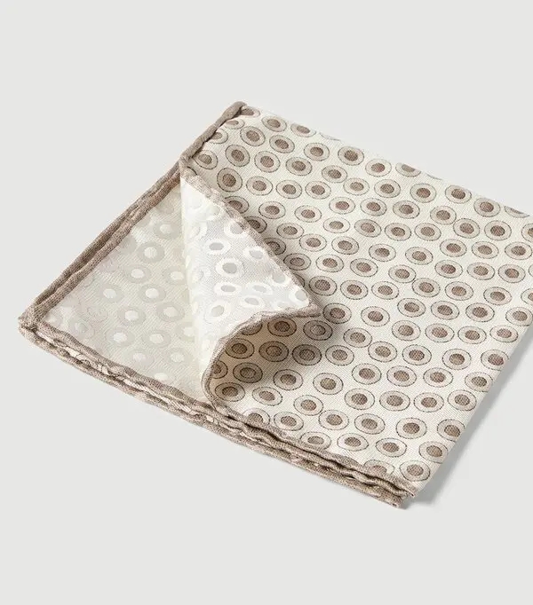 Brunello Cucinelli Silk Polka-dot Pocket Square - White