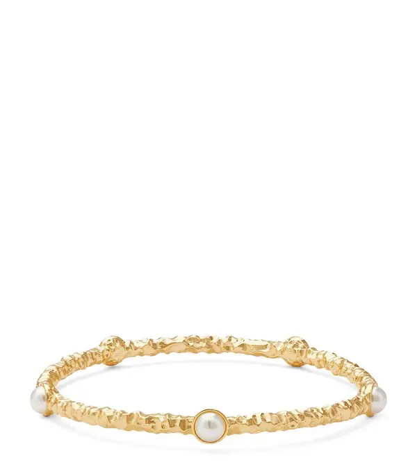 Halcyon Days Gold-plated Cabochon Torque Bangle