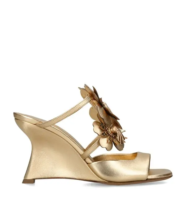 Zimmermann Metallic Leather Belara Wedge Sandals 85 - Gold