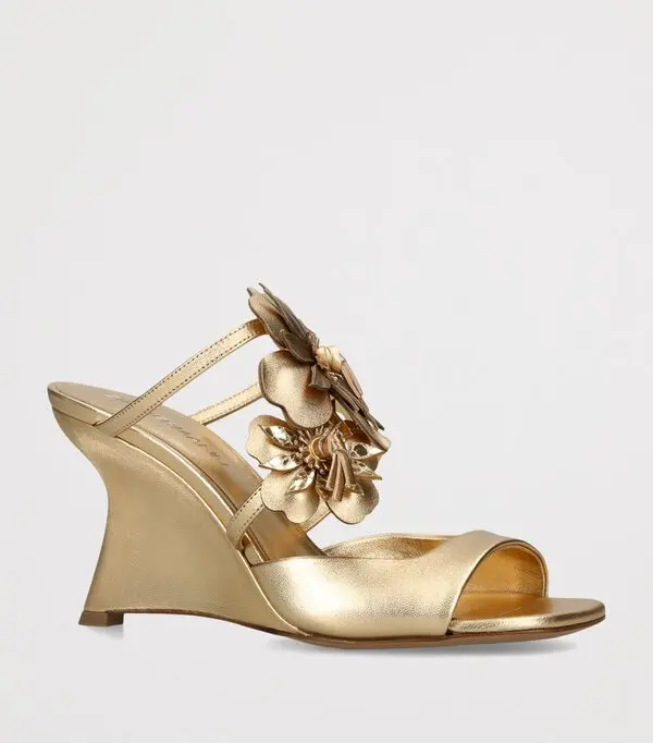 Zimmermann Metallic Leather Belara Wedge Sandals 85