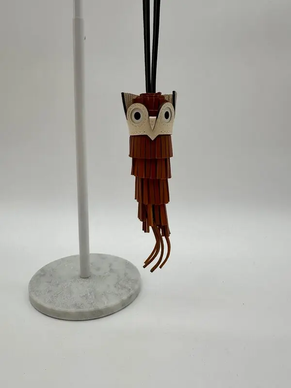 Hermès Chouette Owl Charm Gold Pain D'épice Noir Nata Blanc Milo Swift And Epsom - Multi