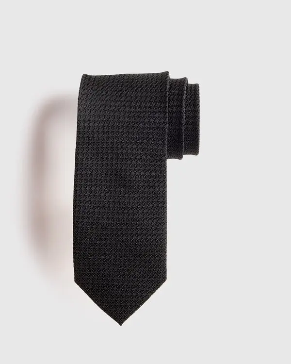 Quince 100% Silk Grenadine Neck Tie - Black