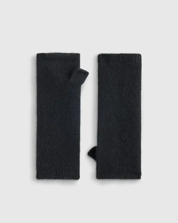 Quince Mongolian Cashmere Fingerless Gloves - Black