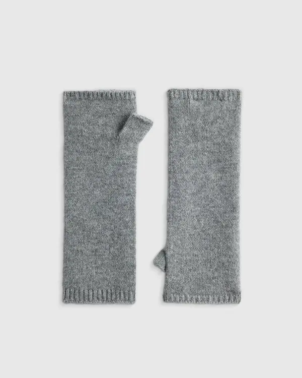 Quince Mongolian Cashmere Fingerless Gloves - Heather Grey