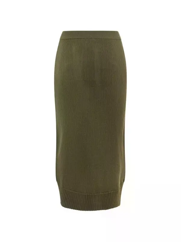 Victoria Beckham Ribbed-knit Asymmetric-hem Midi Skirt