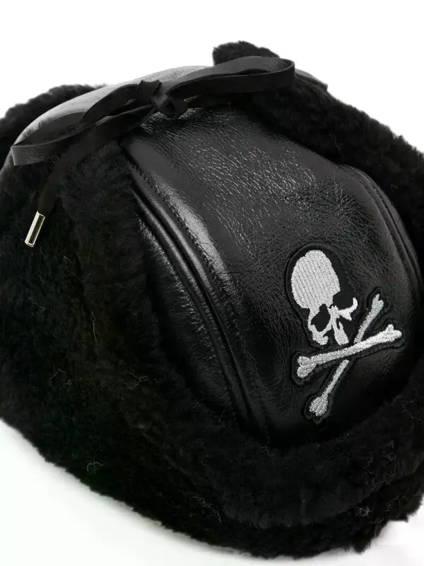 MASTERMIND WORLD Shearling-trim Leather Pilot Hat