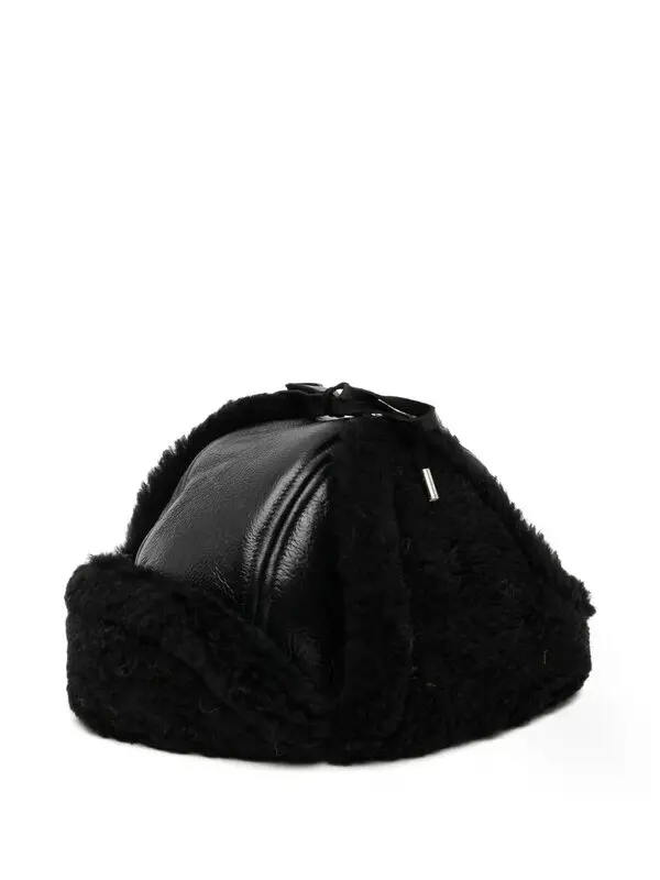 MASTERMIND WORLD Shearling-trim Leather Pilot Hat - Black