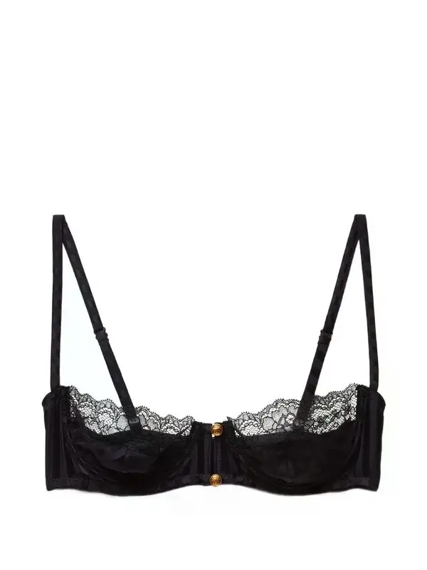 Versace Lace-trim Jacquard Silk Bralette - Black