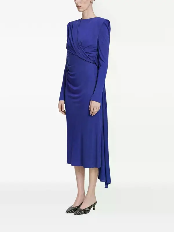 Versace Draped Midi Dress With Open Back - Blue