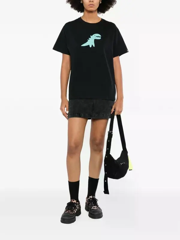 AGNES B. Embroidered Dino T-shirt - Black