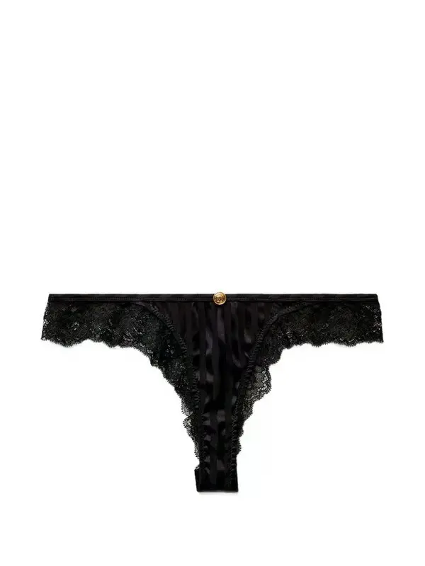 Versace Lace-trim Jacquard Silk Slip - Black