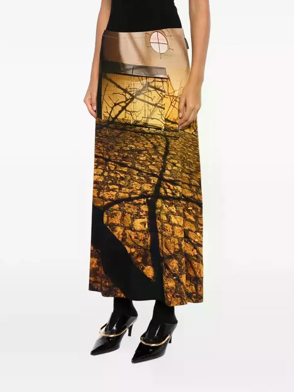 AGNES B. Amande Graphic Print Ankle Length Skirt