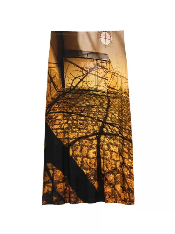 AGNES B. Amande Graphic Print Ankle Length Skirt - Orange