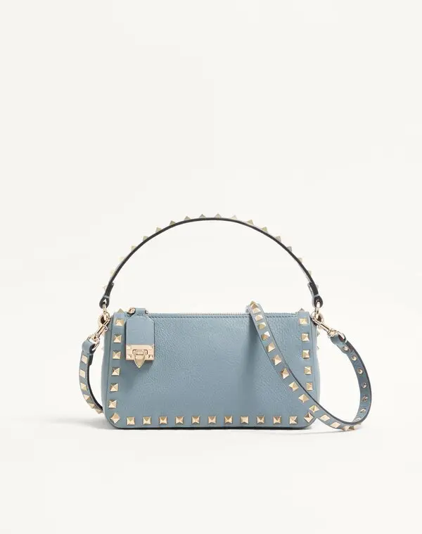 Valentino Garavani Small Rockstud Grainy Calfskin Crossbody Bag - Stone