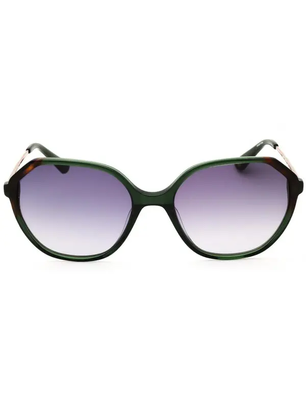 Anne Klein Ak7075 Round Frame Acetate Sunglasses - Blue / Grey Gradient