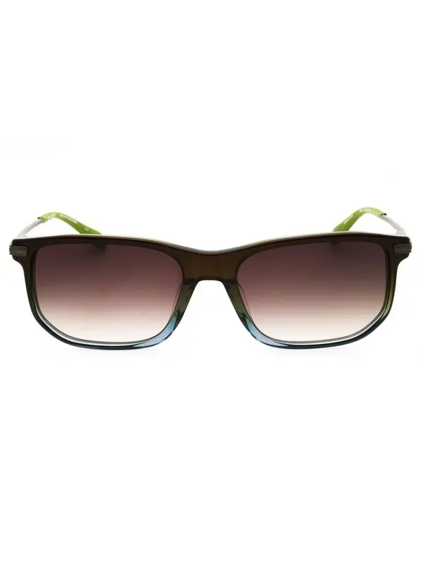 SPYDER Oval Acetate Sunglasses With Mirror Finish - Olive Blue / Brown Gradient