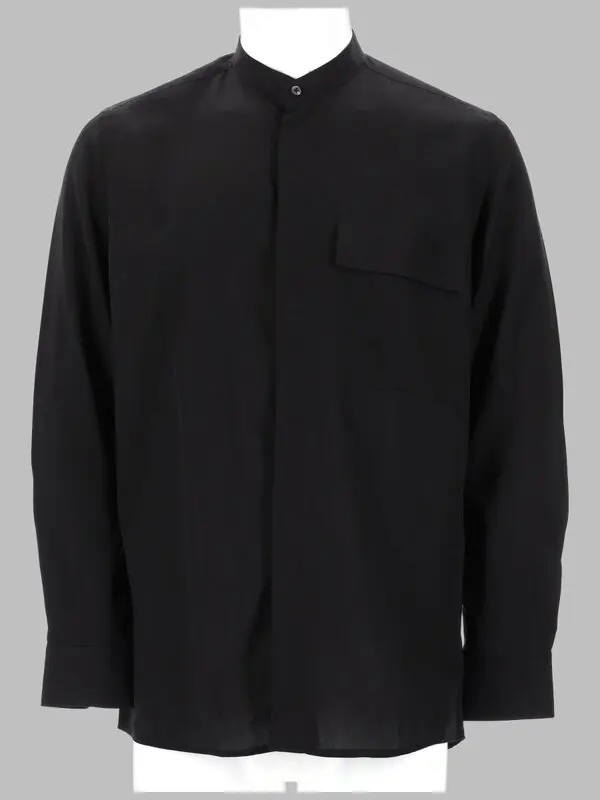 LOW BRAND Lyocell & Linen Button-up Shirt