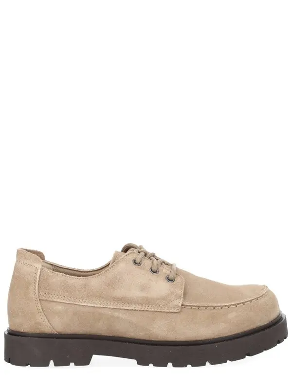 BIRKENSTOCK Suede Lace-up Lug Sole Derby Shoes - Beige