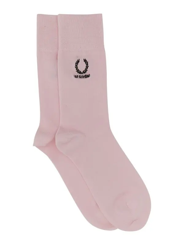 Fred Perry X Raf Simons Embroidered Rib Knit Socks - Pink