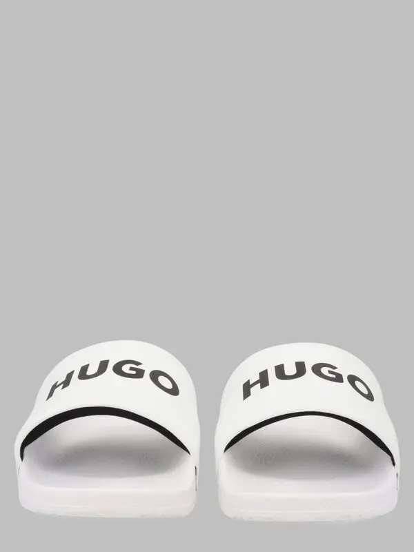 Hugo Logo Slide Sandals - White