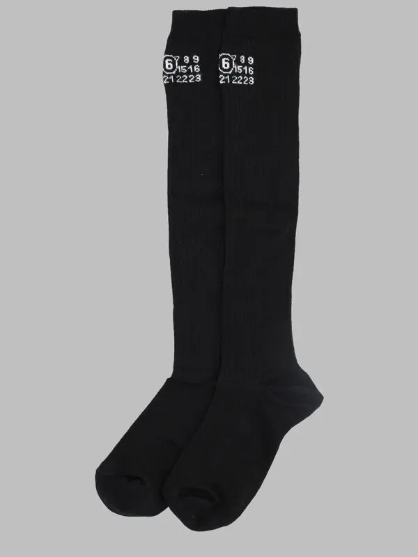 MAISON MARGIELA Logo Detail Knee-high Socks - Black
