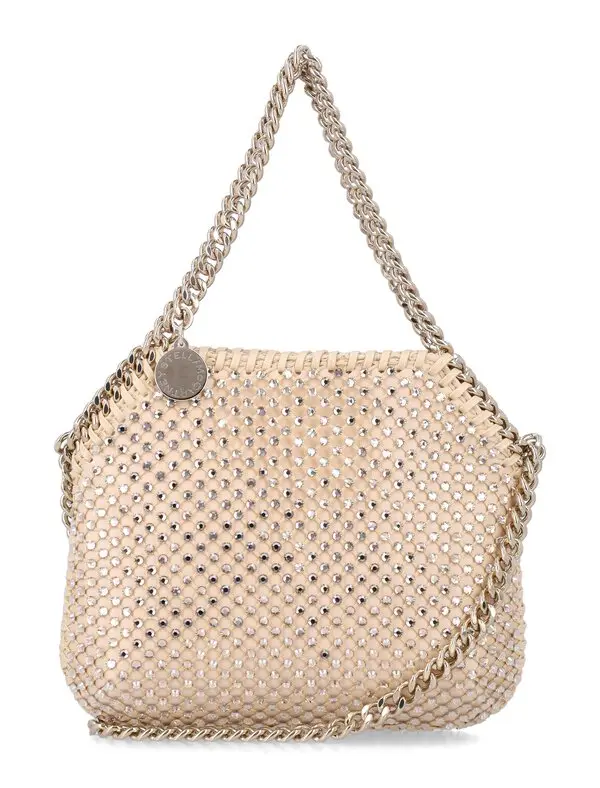 Stella McCartney Mini Woven Crystal-embellished Handbag - Porcelain