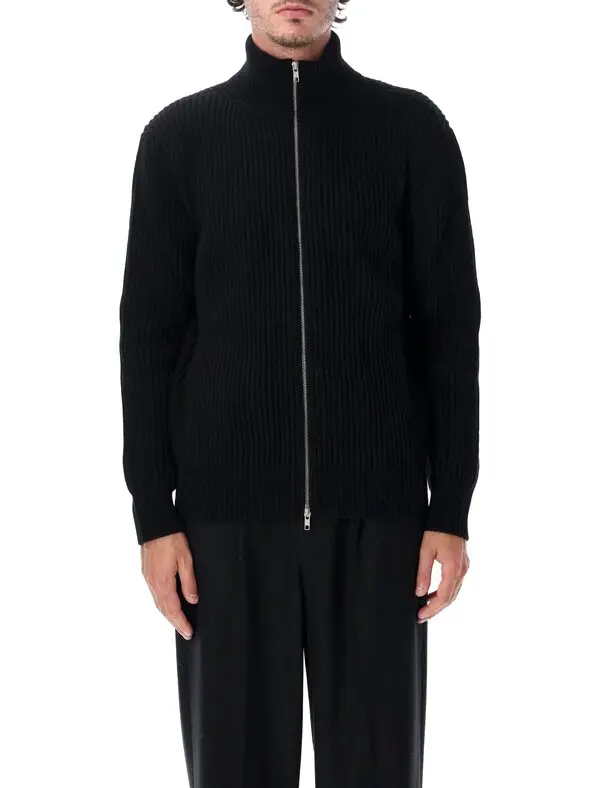 MAISON MARGIELA Ribbed Wool Zip-up Sweater - Nero