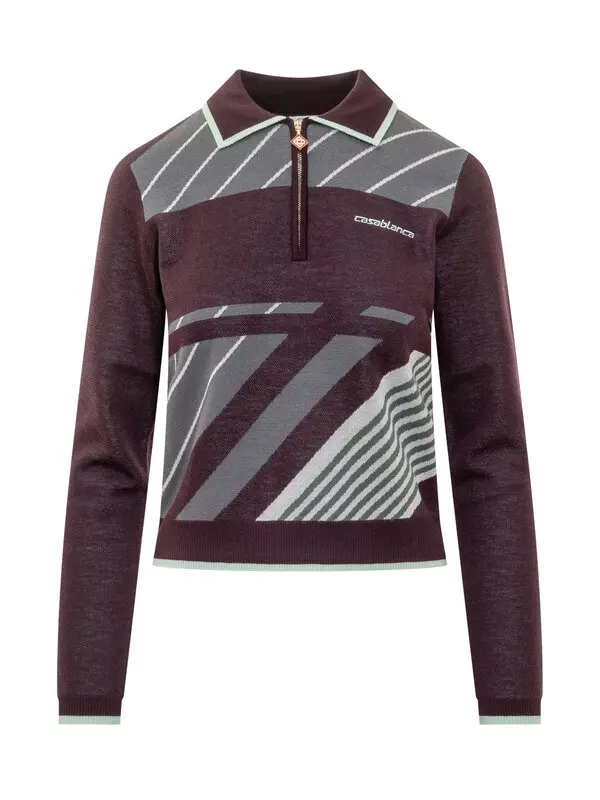 Casablanca Merino Wool Zip Polo