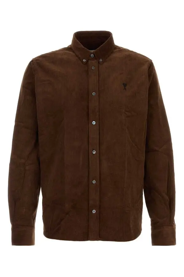 AMI Paris Soft Cotton Corduroy Shirt - Brown
