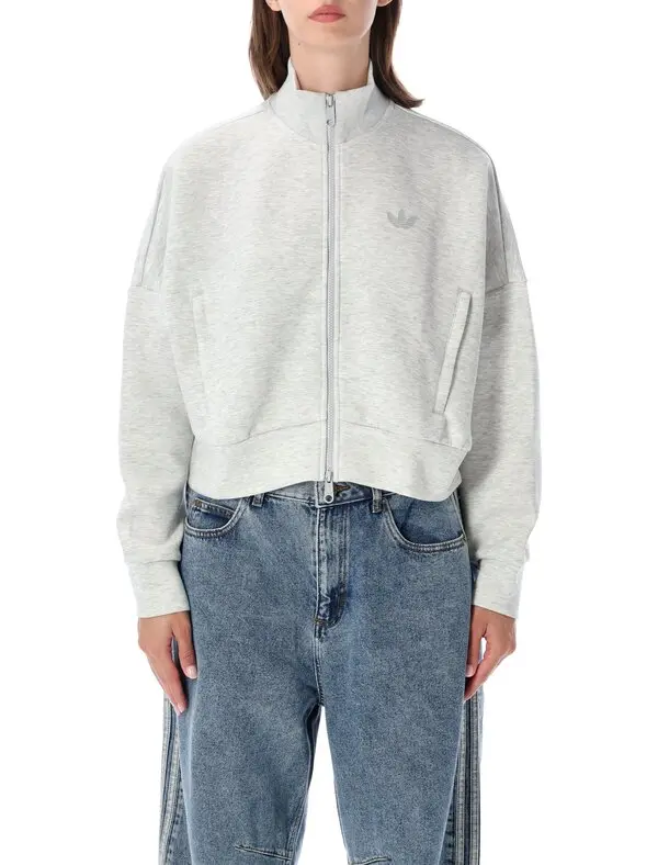ADIDAS ORIGINALS Oversized Spacer Track Top With High Neck & Full-length Zip Pockets - Grigio