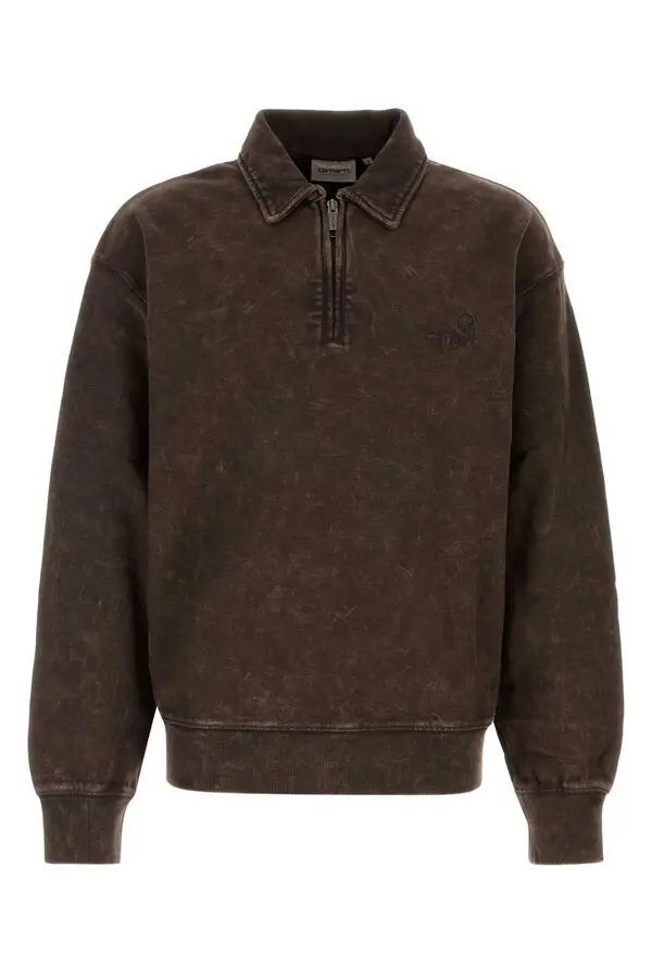 Carhartt Work In Progress Carpenter Polo Sweatshirt In Cotton - Brown