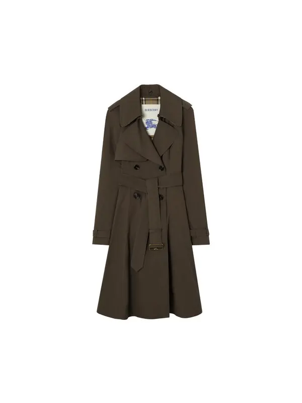Burberry Cotton Trench Coat With Horn Button Detail - Brown