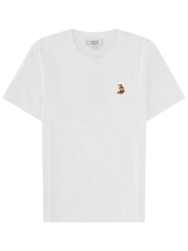 Maison Kitsuné Organic Cotton Embroidered Fox T-shirt - White