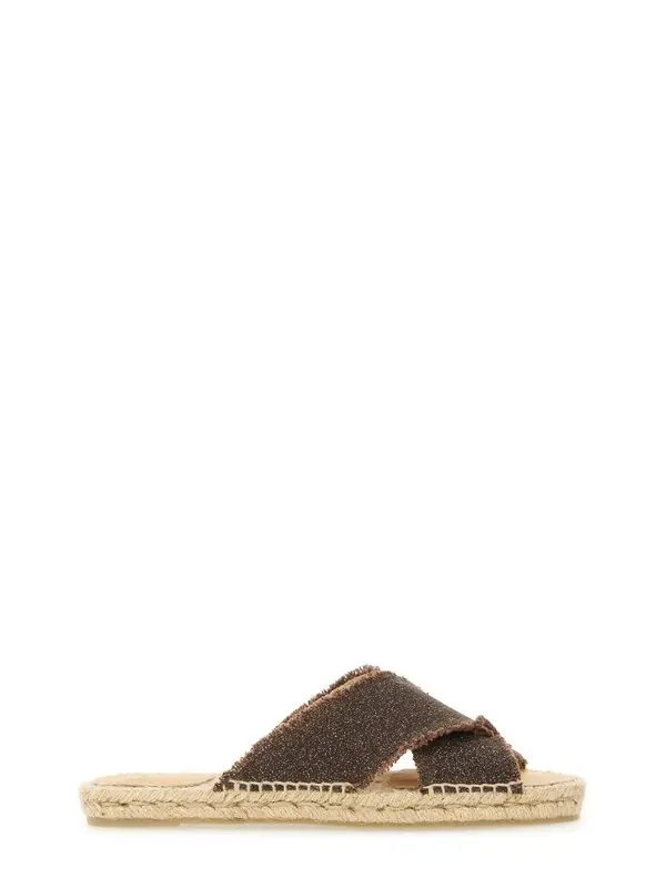 CastaÑer Elegant Linen Sandal Flats - Brown